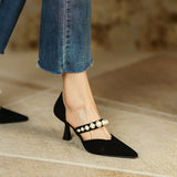 Faiza Dorsay Heels with Pearls Black