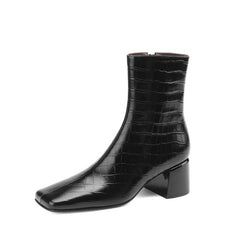 Ida Black Square Toe Sock Ankle Boots – Newgew